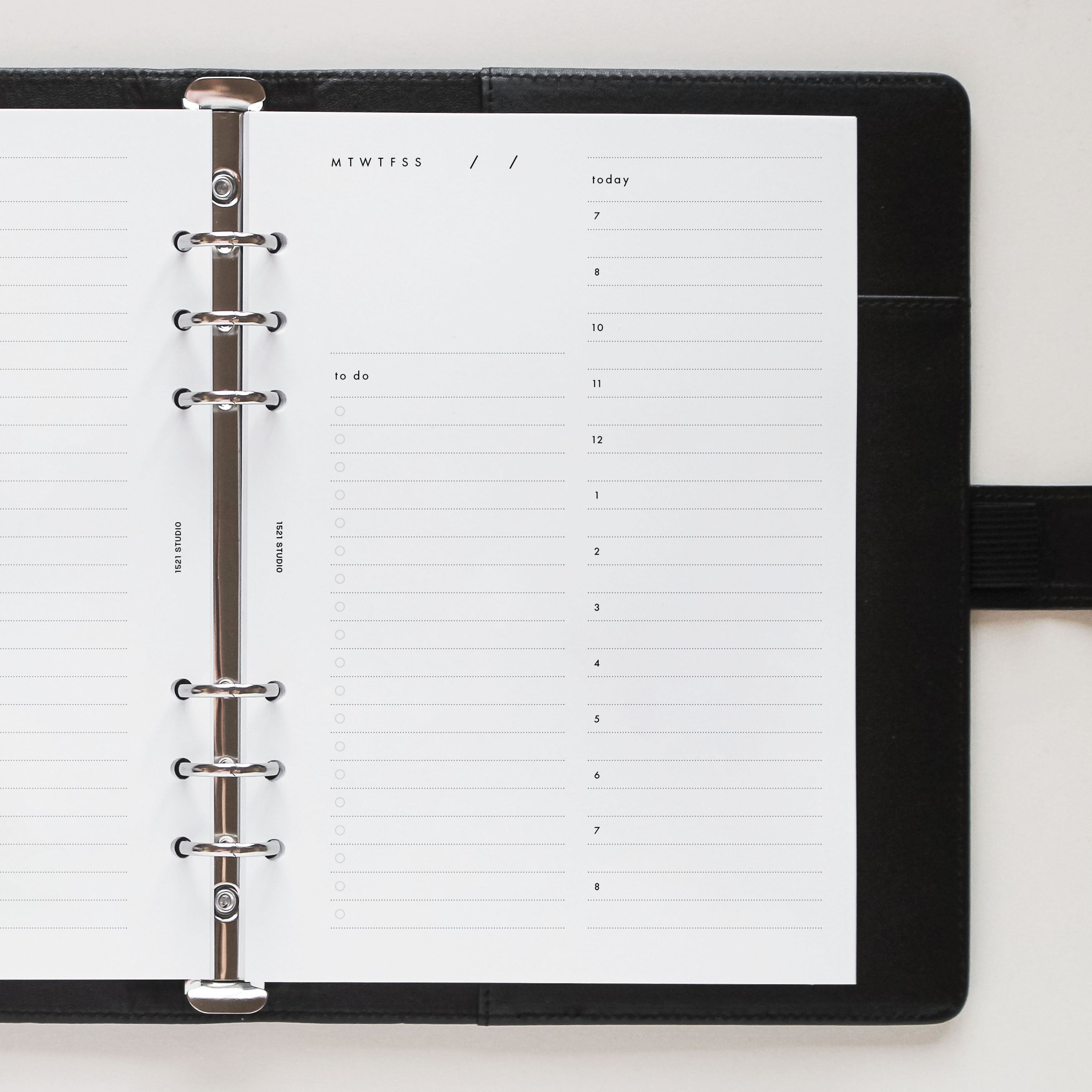 Daily Hourly Planner Insert with To-do List, Minimal Design – 1521 STUDIO