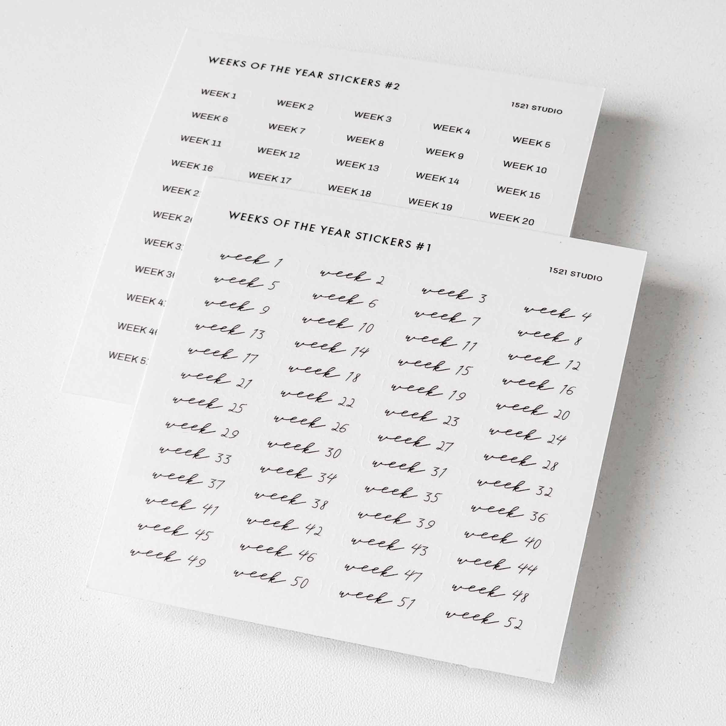 52 Weeks of the Year Stickers | Planner Stickers - 1521 Studio – 1521 ...