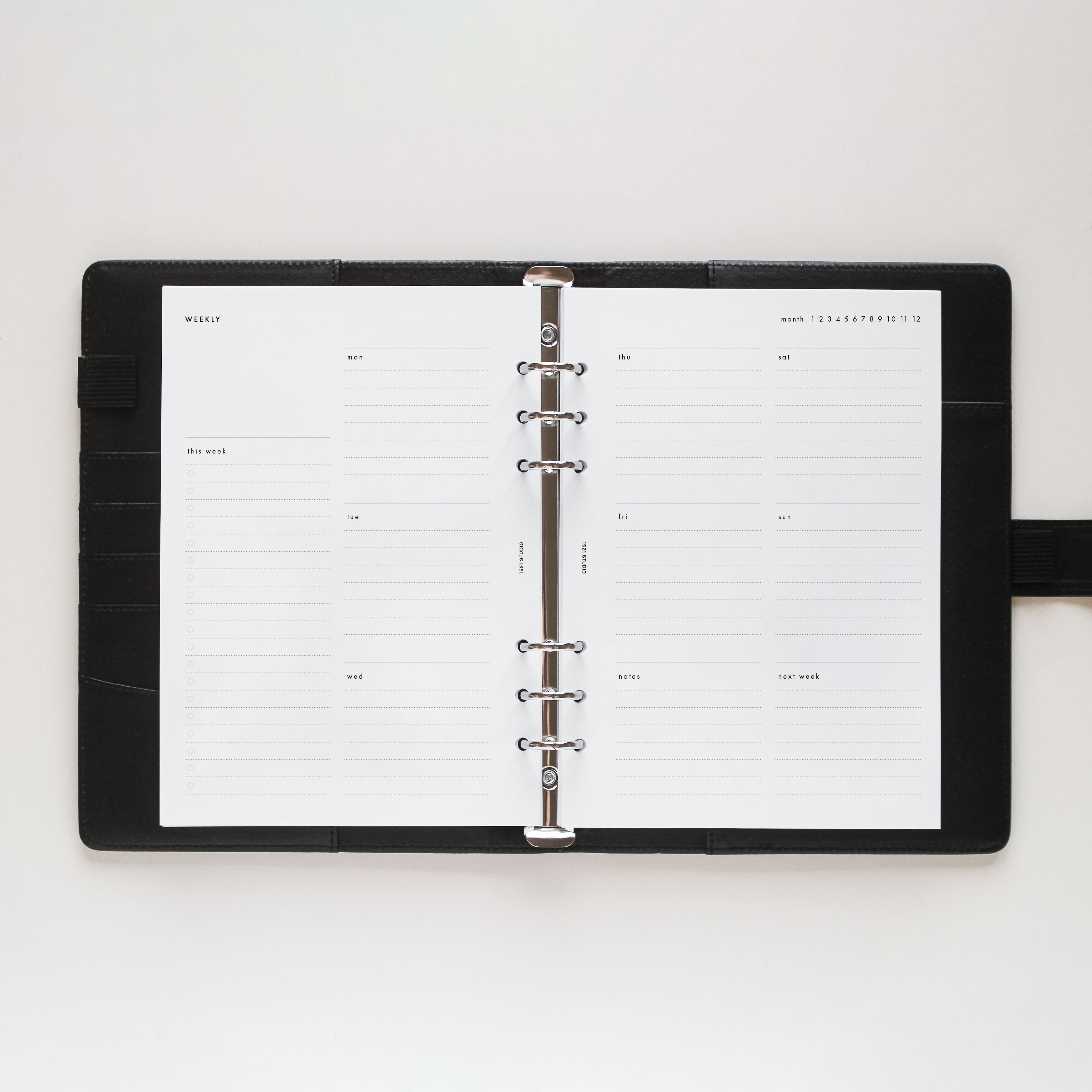 Weekly Planner Inserts & Refills, Week on 2 Pages – 1521 STUDIO