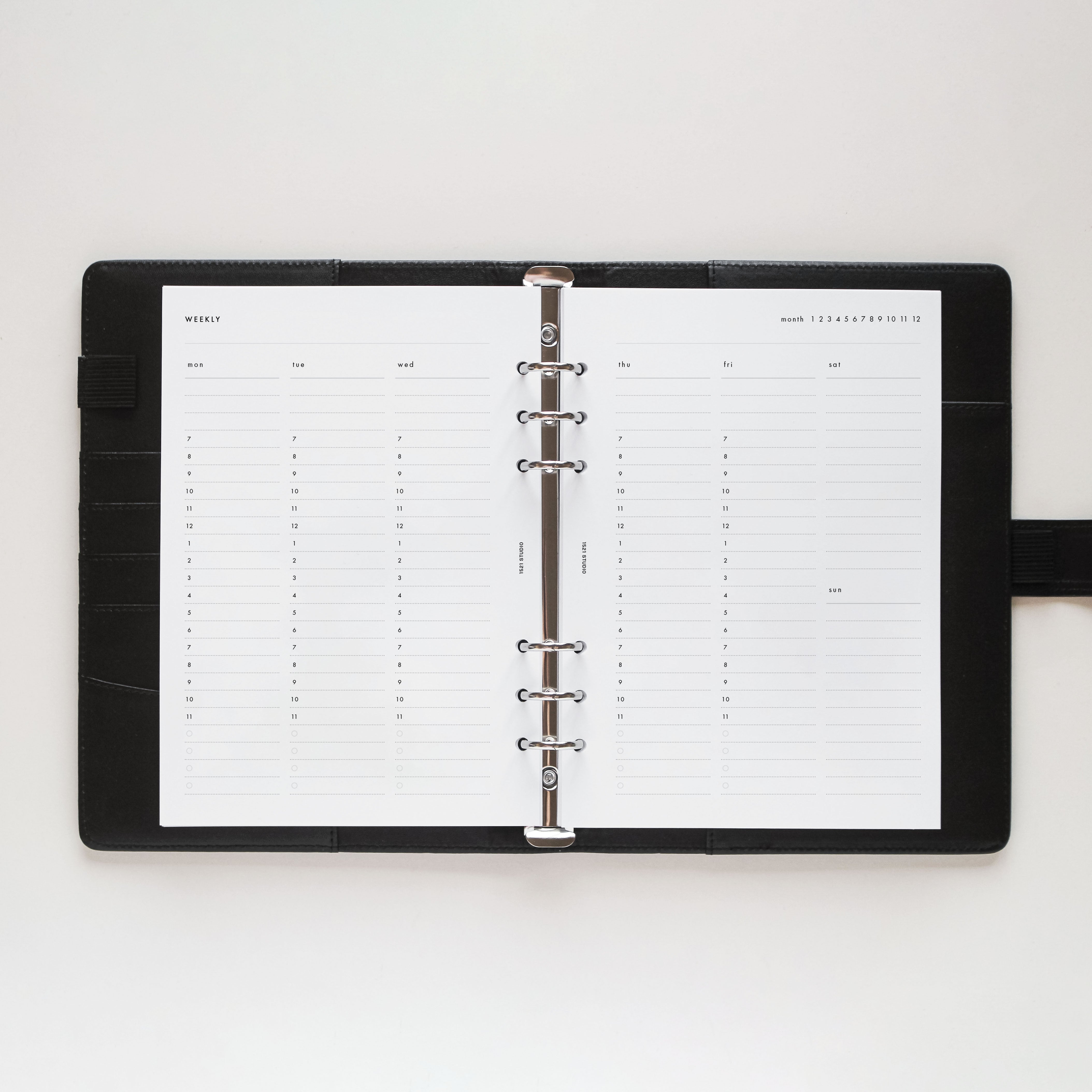 Weekly Hourly Schedule Inserts & Refills, Minimal Design – 1521 STUDIO