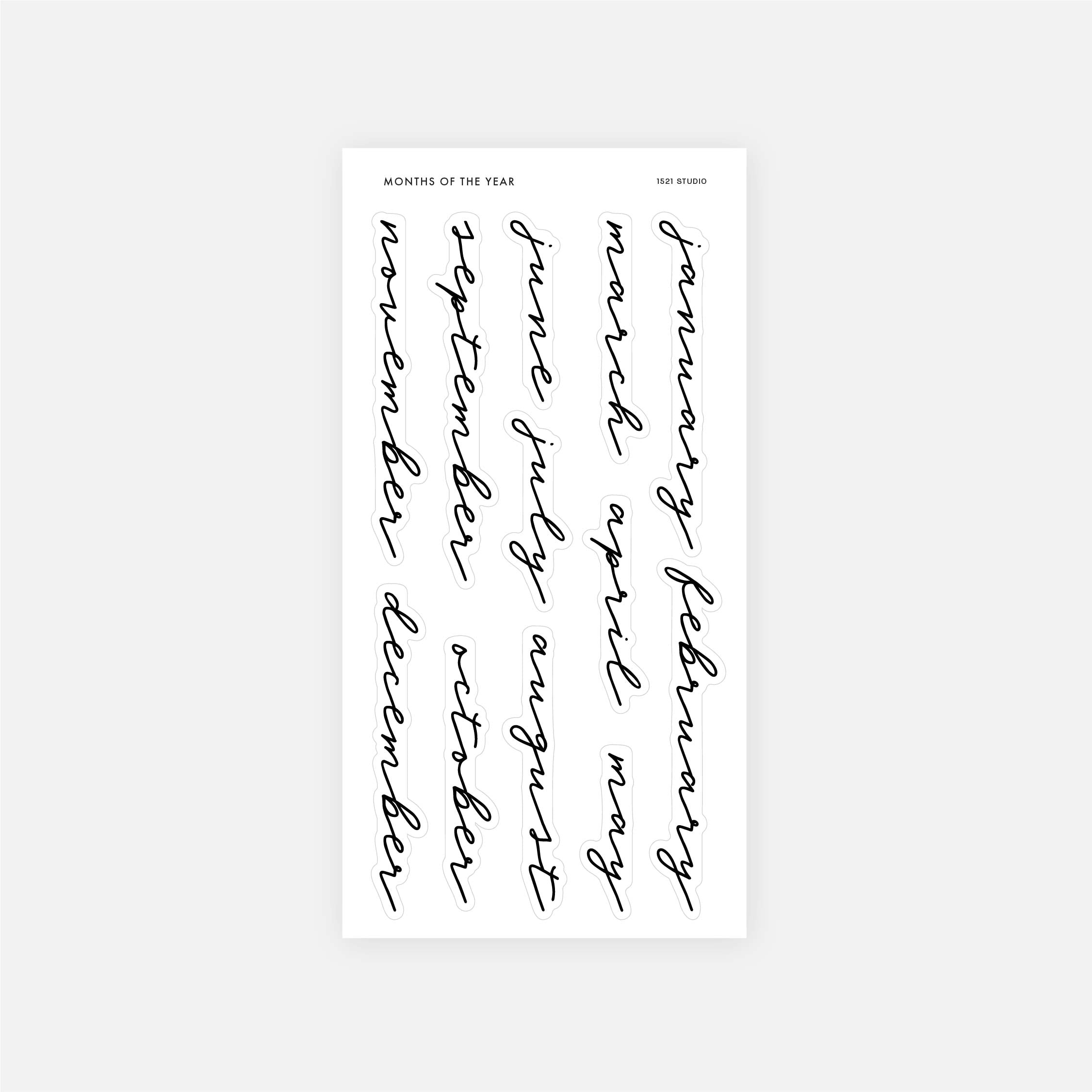 Months of the Year Script Stickers, Hobonichi Stickers - 1521 Studio ...