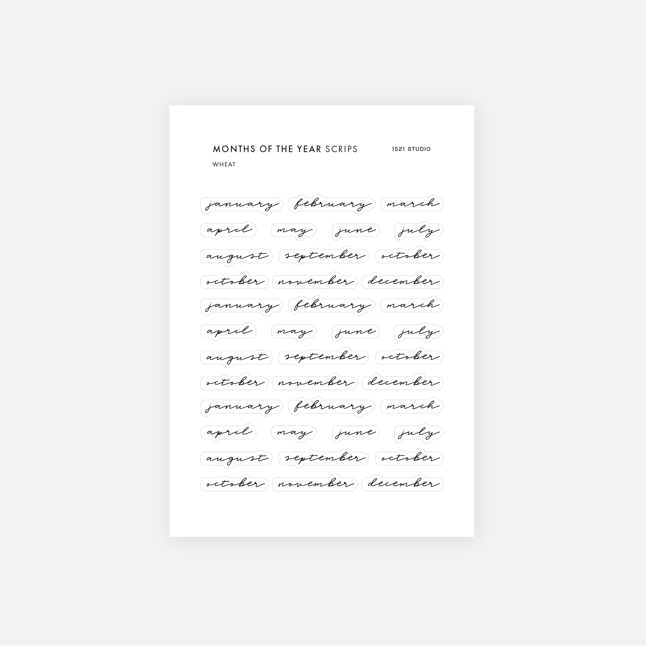 Months of the Year Script Stickers - Planner Stickers – 1521 STUDIO