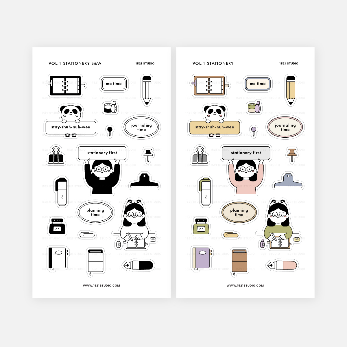 Stationery themed Stickers, Cute Journal Stickers - 1521 Studio – 1521 ...
