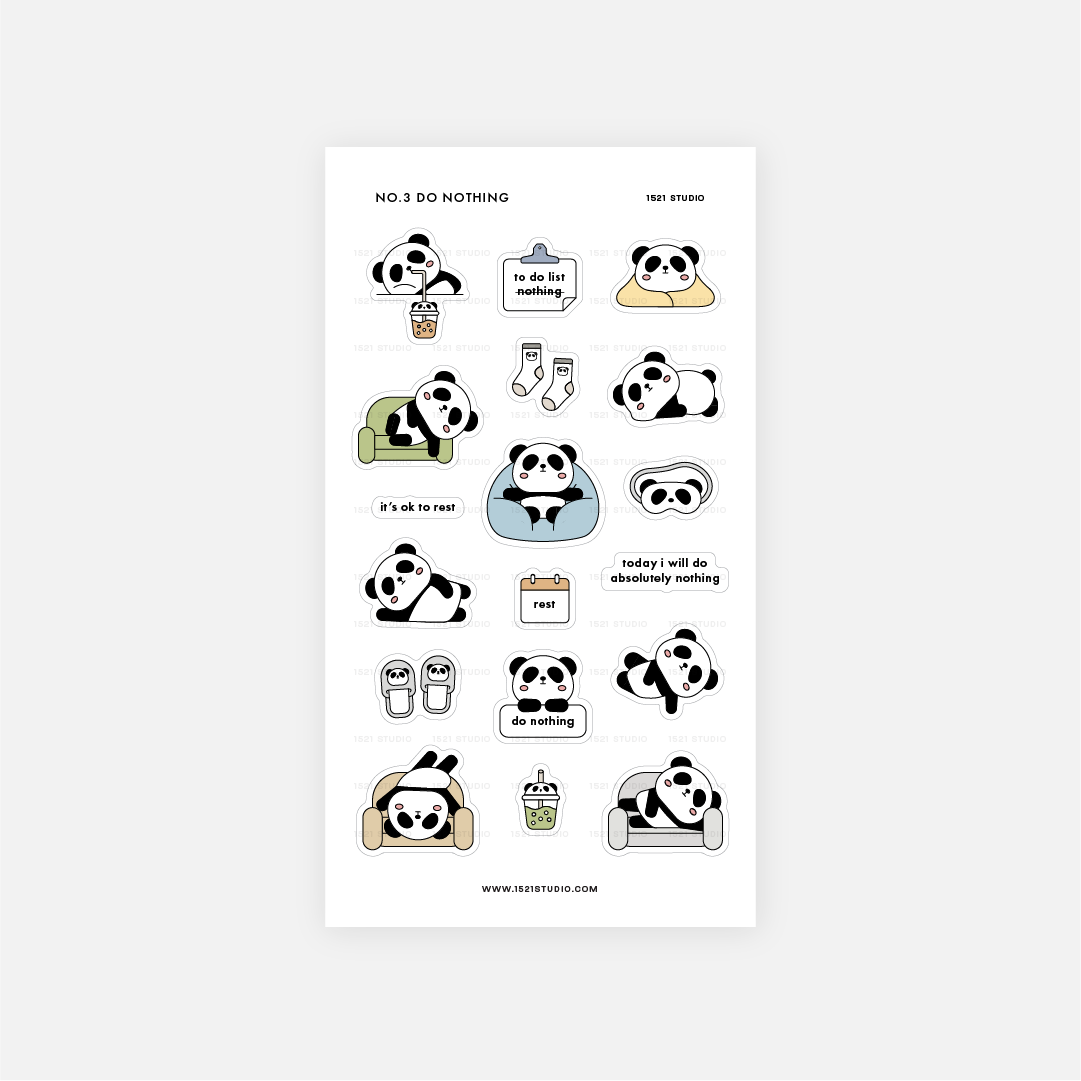 Do Nothing Stickers, Cute Journal Stickers - 1521 Studio – 1521 STUDIO